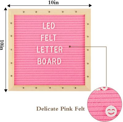 Cina Pink LED Lights Message Felt Letter Board 10X10 With Stand Letters And Numbers in vendita