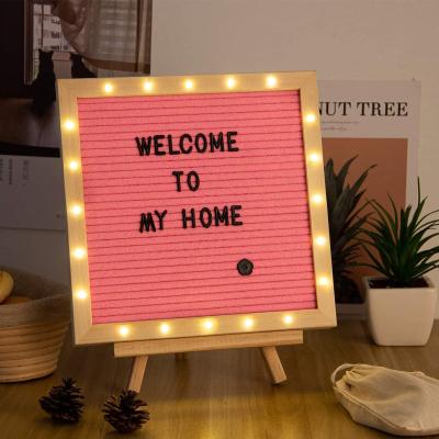 Cina Pink LED Lights Message Felt Letter Board 10X10 With Stand Letters And Numbers in vendita