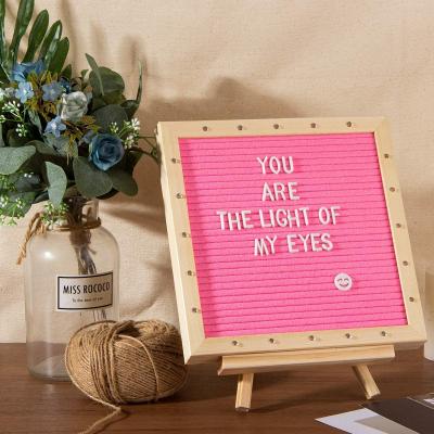 Cina Pink LED Lights Message Felt Letter Board 10X10 With Stand Letters And Numbers in vendita