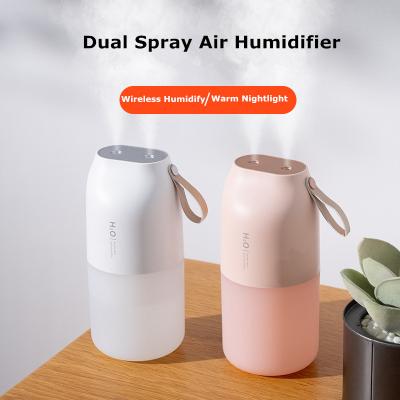Cina Dual Spray Ultrasonic Wireless Air Humidifier Portable Desktop Mist Spray in vendita