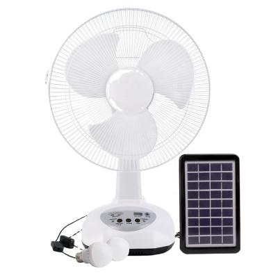Cina Hot Solar Desk Fan AC/DC 12-Inch Rechargeable Floor Fan Solar Power Panel Mobile Charging Lighting Desk Fan in vendita