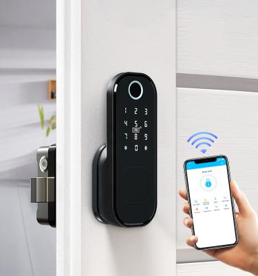 Cina Serratura di porta astuta senza fili dell'impronta digitale Rim Door Lock montato superficie in vendita