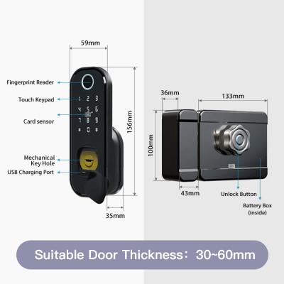 Cina Serratura di porta astuta senza fili dell'impronta digitale Rim Door Lock montato superficie in vendita