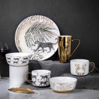 China 480CC Leopard Decal Gold Coffee Mug Electroplating for sale