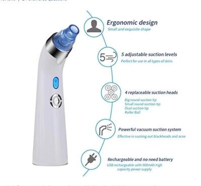 Cina pulitore elettrico del poro di vuoto dell'estrattore del Comedone dell'acne del dispositivo di rimozione di comedone 4 in1 in vendita
