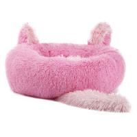 China Cute Soft Plush Donut Pet Bed Cushion With Ear Tail for sale