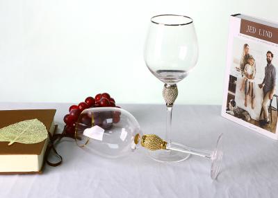 Cina Mano 20Oz saltato Crystal Wine Glasses Gold Rim senza piombo Diamond Decoration in vendita