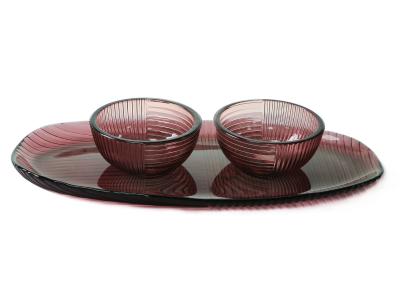 Cina Piatti di vetro porpora solidi ovali del caricatore, 32cm Crystal Salad Plates in vendita
