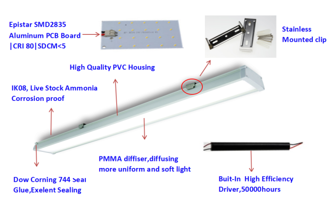 Detailed view of Tri-proof light components
