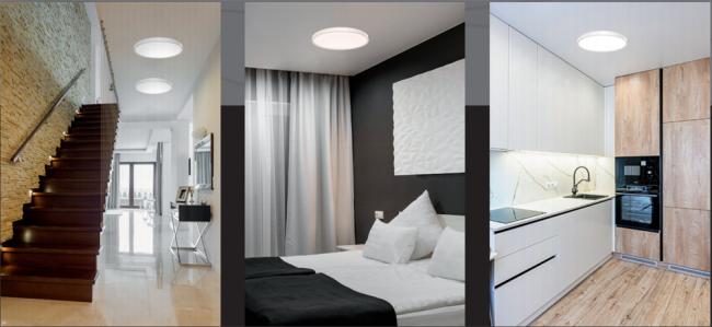 ETL LED ceiling light fitting - illuminated view