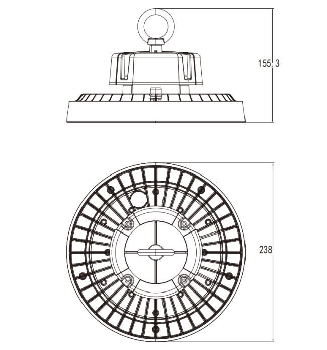 100W LED High Bay Light - Front View