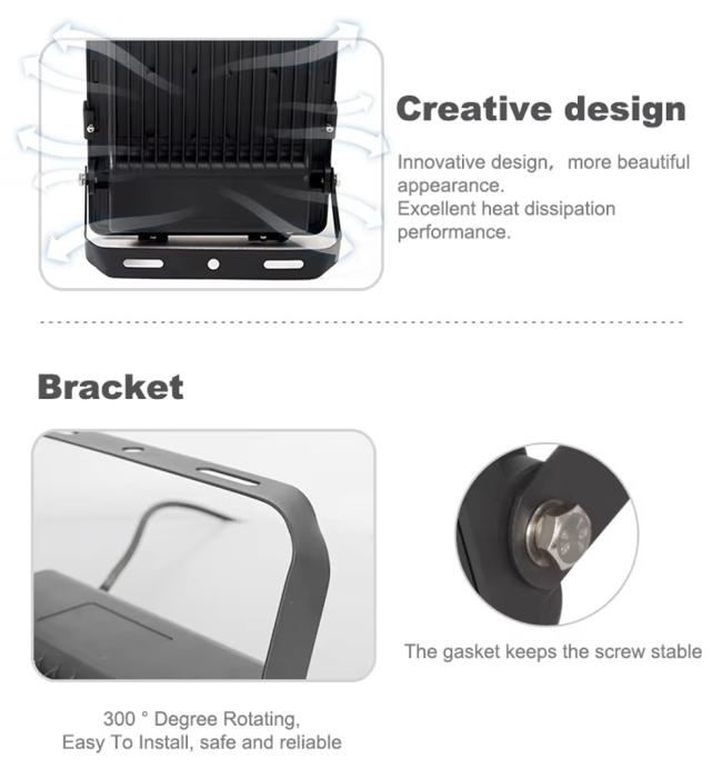 100W Slim LED Flood Light - close-up detail of construction and materials