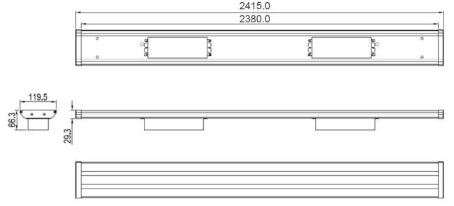 8FT LED Linear High Bay Light Fixture dimensions and appearance