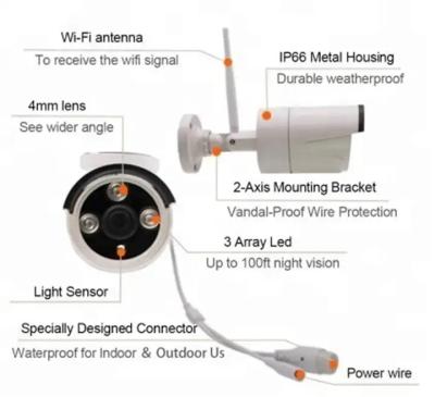 China 64Kbps 12VDC WiFi Wireless Camera System CCTV Kit Wireless Waterproof for sale