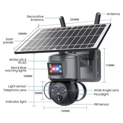 Cina Avvertimento blu rosso della macchina fotografica solare di Wifi del proiettore di Smart dello zoom di PTZ 12X in vendita