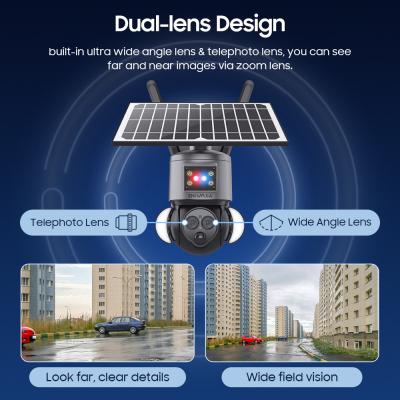 Cina Avvertimento blu rosso della macchina fotografica solare di Wifi del proiettore di Smart dello zoom di PTZ 12X in vendita