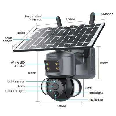 中国 WiFi IP Network 3MP Red Blue Alarm Light Solar Powered Low Power Camera 販売のため