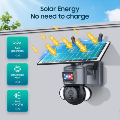 Cina WiFi IP Network 3MP Red Blue Alarm Light Solar Powered Low Power Camera in vendita