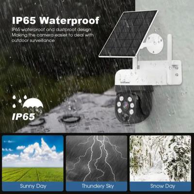 China Rotating Long Standby Time Doom PTZ PIR Human Detection Weatherproof Outdoor CCTV Solar Battery Operated Security Camera for sale