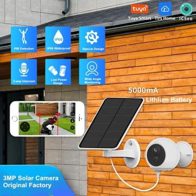 China 3MP 3W Solar Panel Camera Bullet PTZ Icsee App IP PTZ Camera Outdoor Security Camera Outdoor Wireless CCTV WiFi for sale