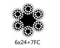 China DIN3068 6x24+7FC Steel Wire Rope 6mm to 26mm 1570N/mm2 1770N/mm2 for sale