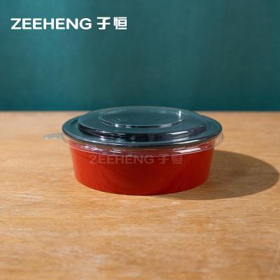 China Black/Red Disposable Paper Bowls With Lids Perfect for Hot and Cold Foods for sale