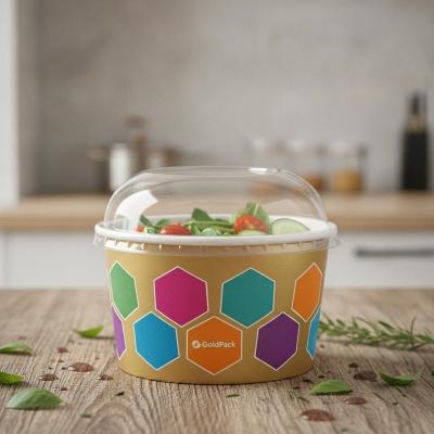 China 6 Colors Print Leakproof 25oz/750ml Gold Paper Bowl for Catering and Takeaway Packaging for sale