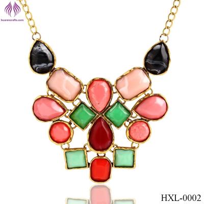 China Fashion nature stone choker necklace simple metal chain big ckunky bead necklace for sale