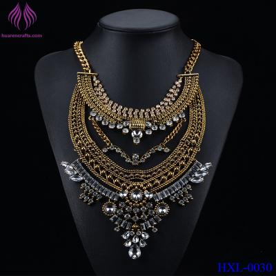 China Fashion exaggerated multilayer rhinestone necklace for sale