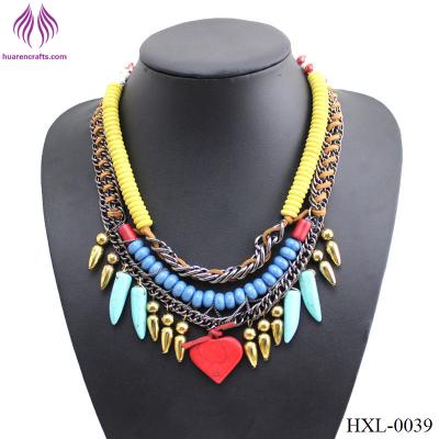 China Hand woven double stranded exaggerated bead necklace for sale