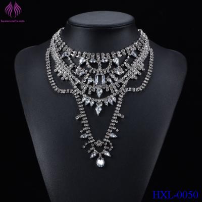 China Fashion Charm Jewelry Crystal Chunky Statement Bib Pendant Chain Choker Necklace for sale