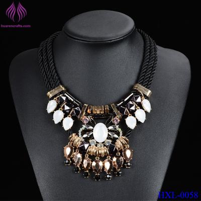 China New Women Fashion Luxury Rhinestone Drop Flower Statement Choker Bib Necklace for sale