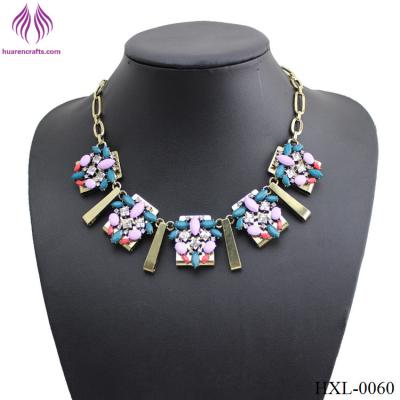 China Fashion Charm Jewelry Chain Pendant Crystal Choker Chunky Statement Bib Necklace for sale