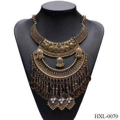 China Bohemian Gypsy Festival Turkish Coin Collar Choker Bib Necklace Chain Statement for sale