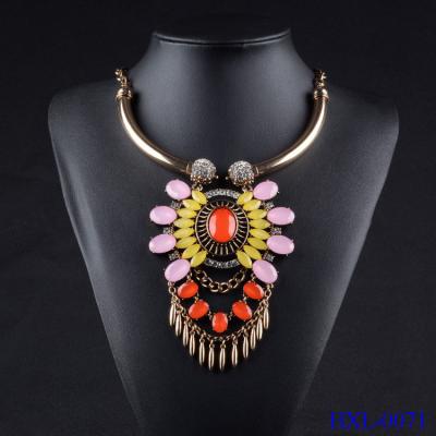 China Fashion Charm Crystal Flower Pendant Choker Chunky Statement Bib Chain Necklace for sale