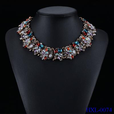 China Fashion Women Jewelry Bib Crystal Statement Pendant Chain Choker Collar Necklace for sale