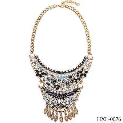 China Fashion Charm Pendant Chain Crystal Jewelry Choker Chunky Statement Bib Necklace for sale