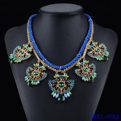 China Fashion Charm Crystal Flower Pendant Choker Chunky Statement Bib Chain Necklace for sale