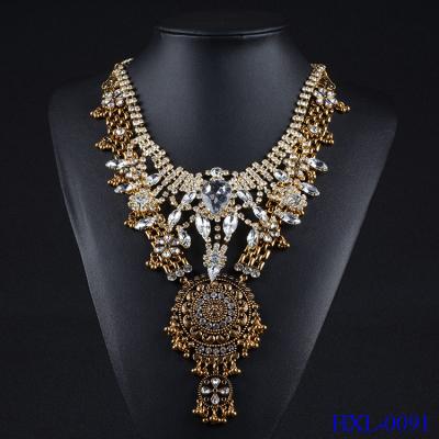 China Fashion Charm Jewelry Crystal Necklace Chunky Statement Bib Pendant Choker Chain for sale