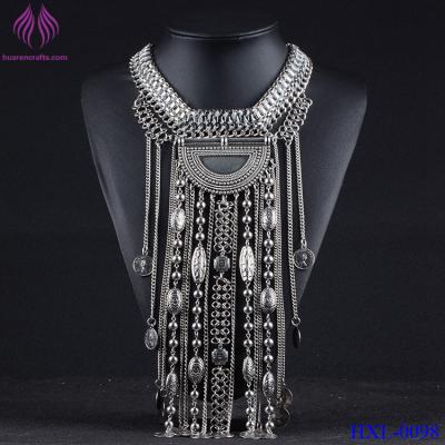China Bohemian Vintage Tribal Collar Statement Necklace Chunky Tassel Chain Pendant for sale