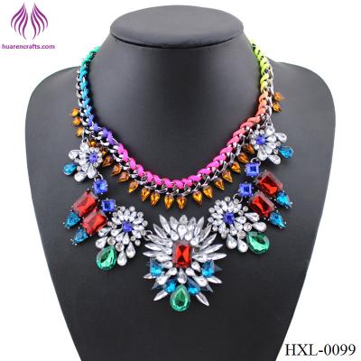 China Fashion Women Charm Necklace Pendant Bib Chain Crystal Choker Statement Jewelry for sale