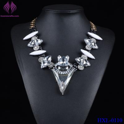 China New Women's Fashion Crystal Chunky Choker Collar Pandent Chain Necklace Jewelry for sale