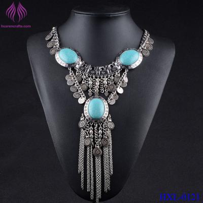 China New Design Lady bib statement Tassel Pendant chain Necklace hot for sale