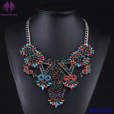 China Charm Color Mixed Crystal Rhinestone Bib Statement Choker Collar Necklace for sale