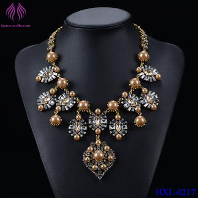 China New fashion female collar necklace round Pearl beads statement necklace for sale