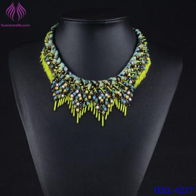 China Fashion Jewelry Bohemian Handmade Beads Tassel Chain Statement Choker Necklace for sale
