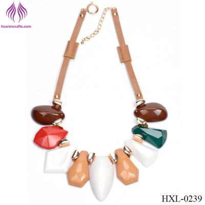 China Fashion Women Jewelry Bib color Chunky Choker Pendant Chain Statement Necklace for sale