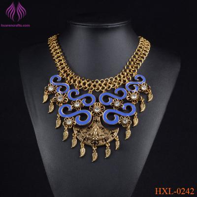 China Retro Ethnic Boho Bib Chunky Choker Collar Statement Belly Dance Necklace for sale