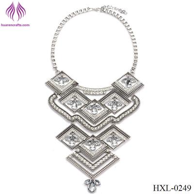 China Fashion Lady Europe Style Statement Geometry Charm Bib Necklace Choker Vintage for sale