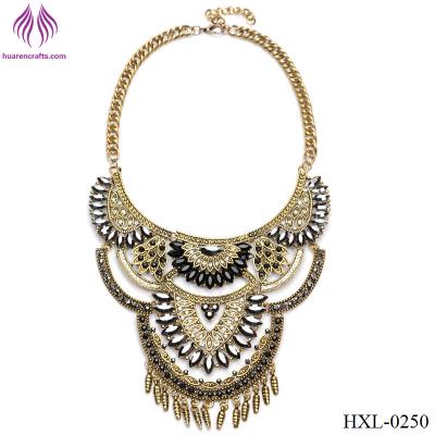 China Fashion Charm Jewelry Chain Pendant Crystal Choker Chunky Statement Bib Necklace for sale